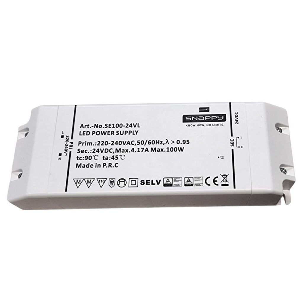 Snappy LED Driver 100Watt - 24V DC udgang - lang levetid